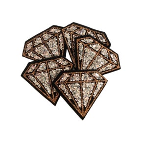 Silver Gem Patch, Silver and Gold Glitter Diamond Patch With Sequins ...