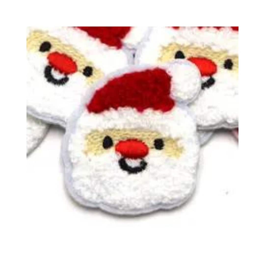 Christmas Chenille Patch Santa Patch Embroidered Santa Patches Santa Patch DIY Holiday Patches ...