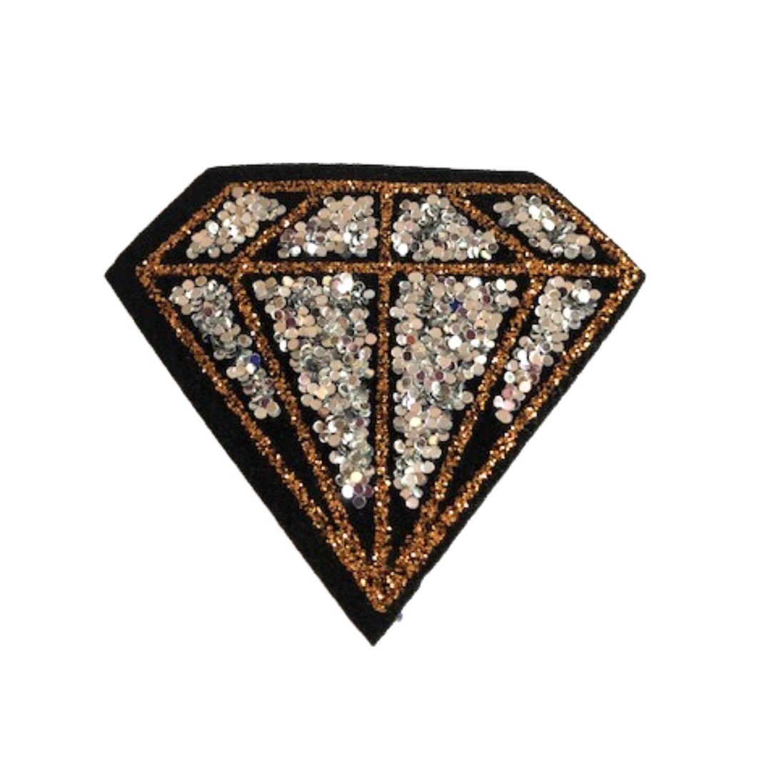 Silver Gem Patch, Silver and Gold Glitter Diamond Patch With Sequins ...