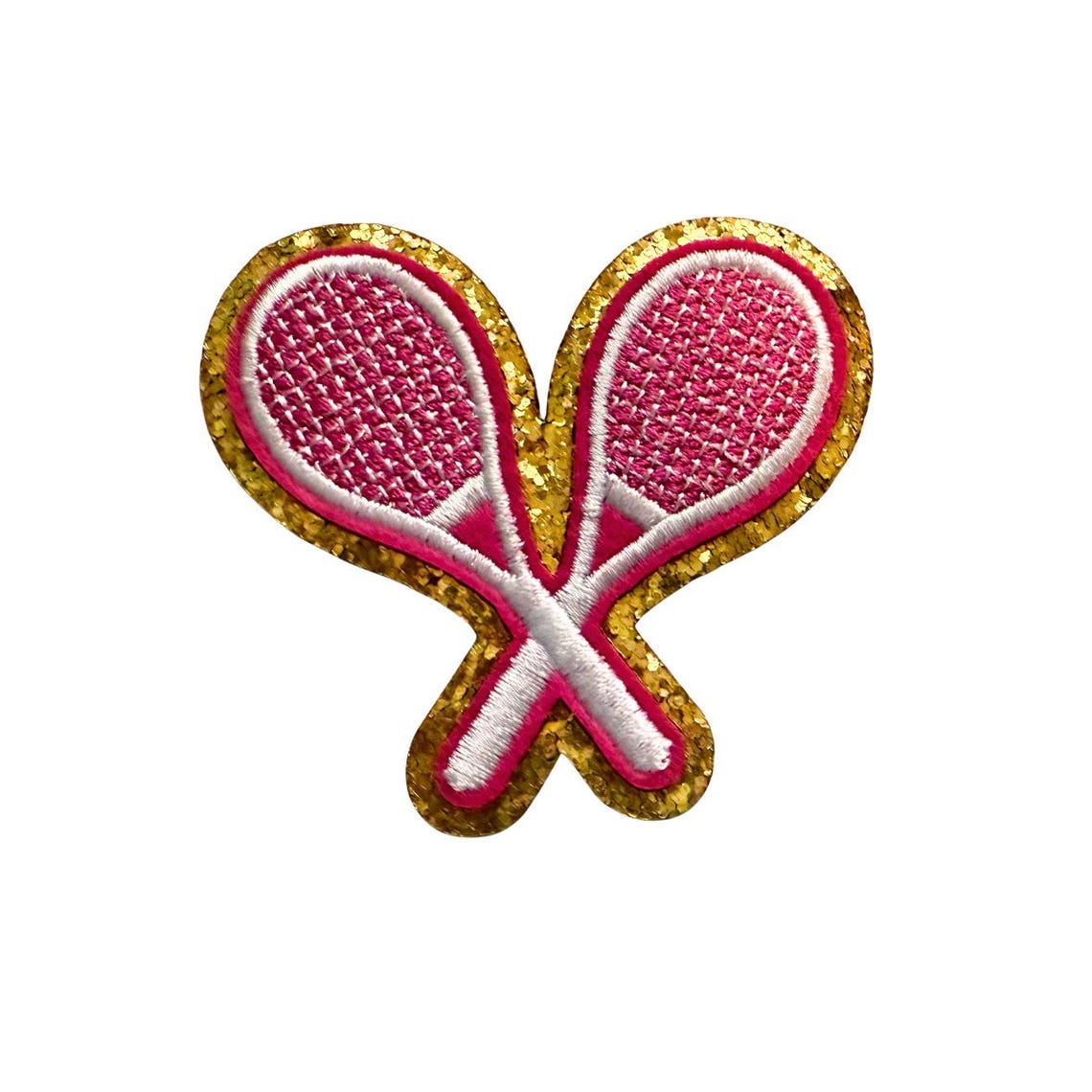 Pink & Gold Glitter Tennis Racket Iron-on Patch: DIY Sports Applique - Etsy