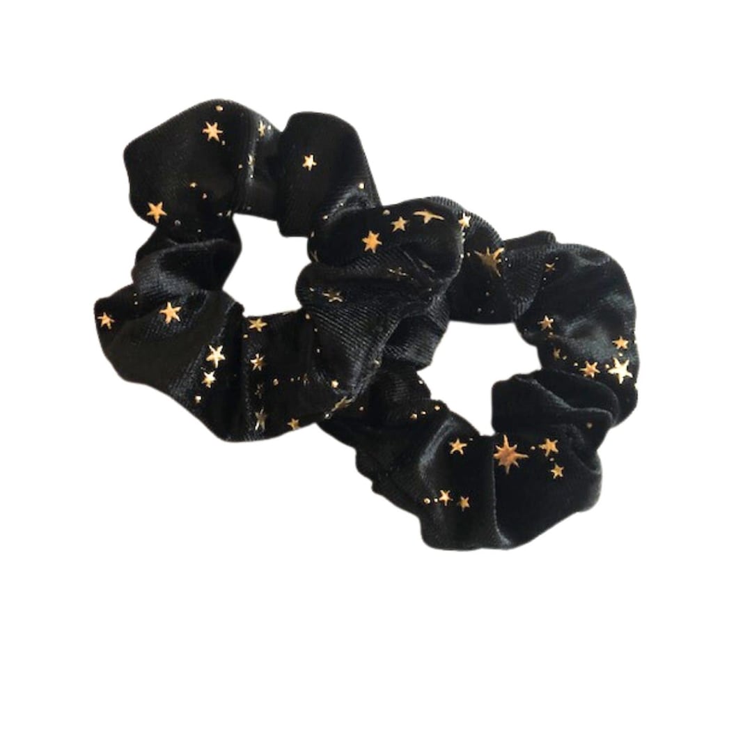 Black Velvet Star Scrunchies, Galaxy Star Scrunchie, Celestial ...