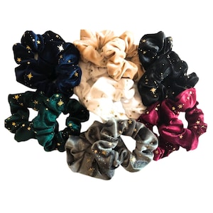 Blue Velvet Star Scrunchies, Navy Blue Scrunchie, Celestial Scrunchie ...