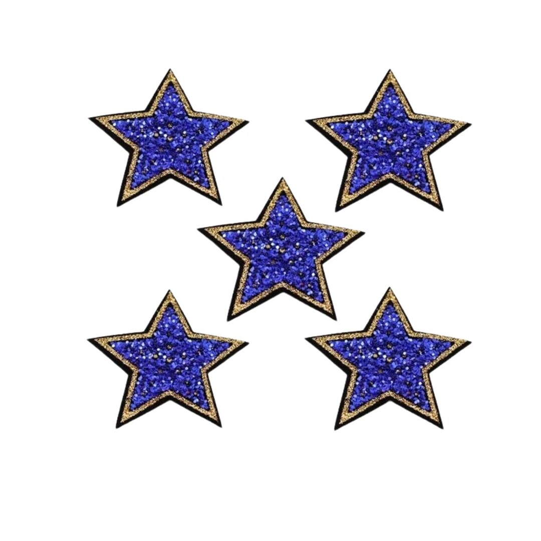 Sequin Star Patch Blue Gold Star Patch Embroidered Star Patches Iron on ...