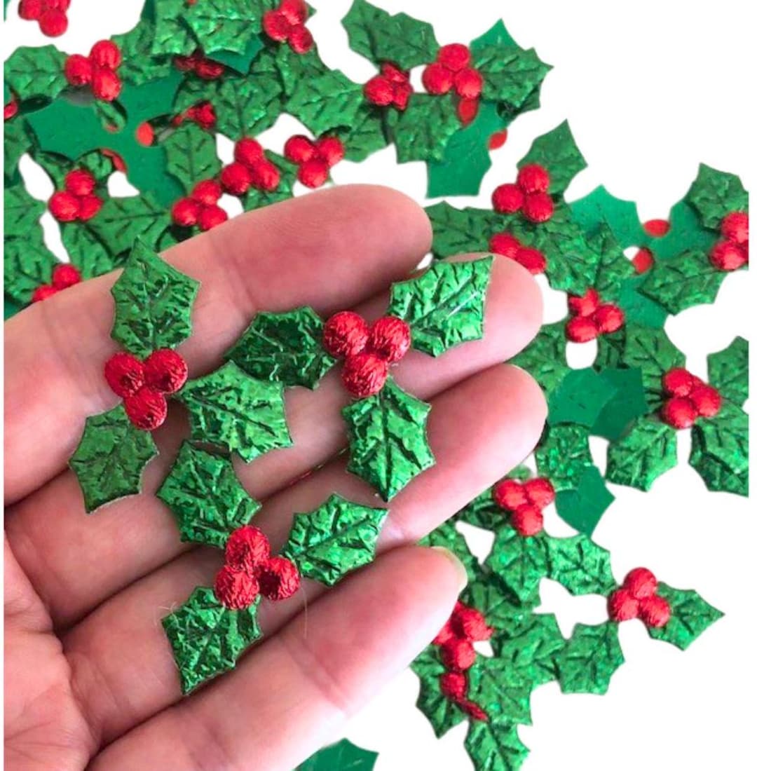 10 Christmas Holly Leaves With Berries, Hair Accessories, DIY Crafts ...