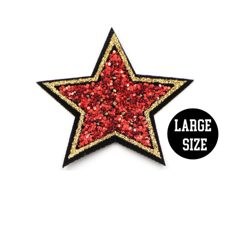 Large Sequin Star Patch, RED Gold Star Patch, Trucker Hat Star Patches ...