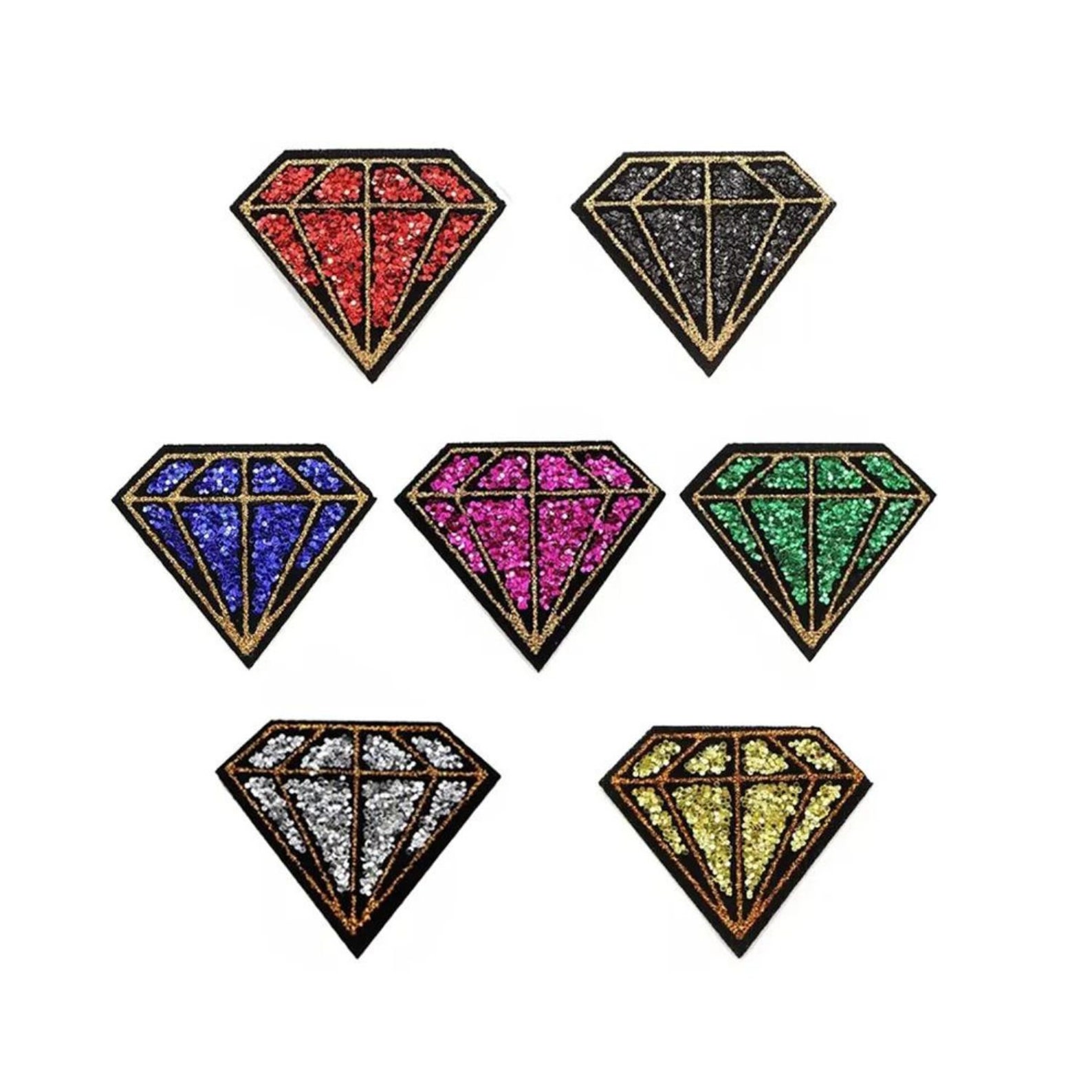 Blue Sequin Gem Patch Blue Gold Glitter Diamond Patch With Sequins Iron ...