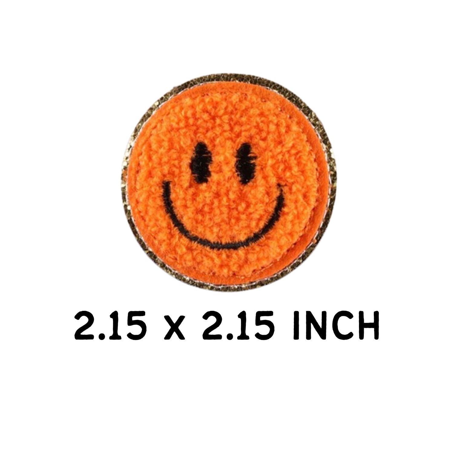 Smile Face Patch, Chenille Smile Face DIY Patch With Gold Glitter Trim ...