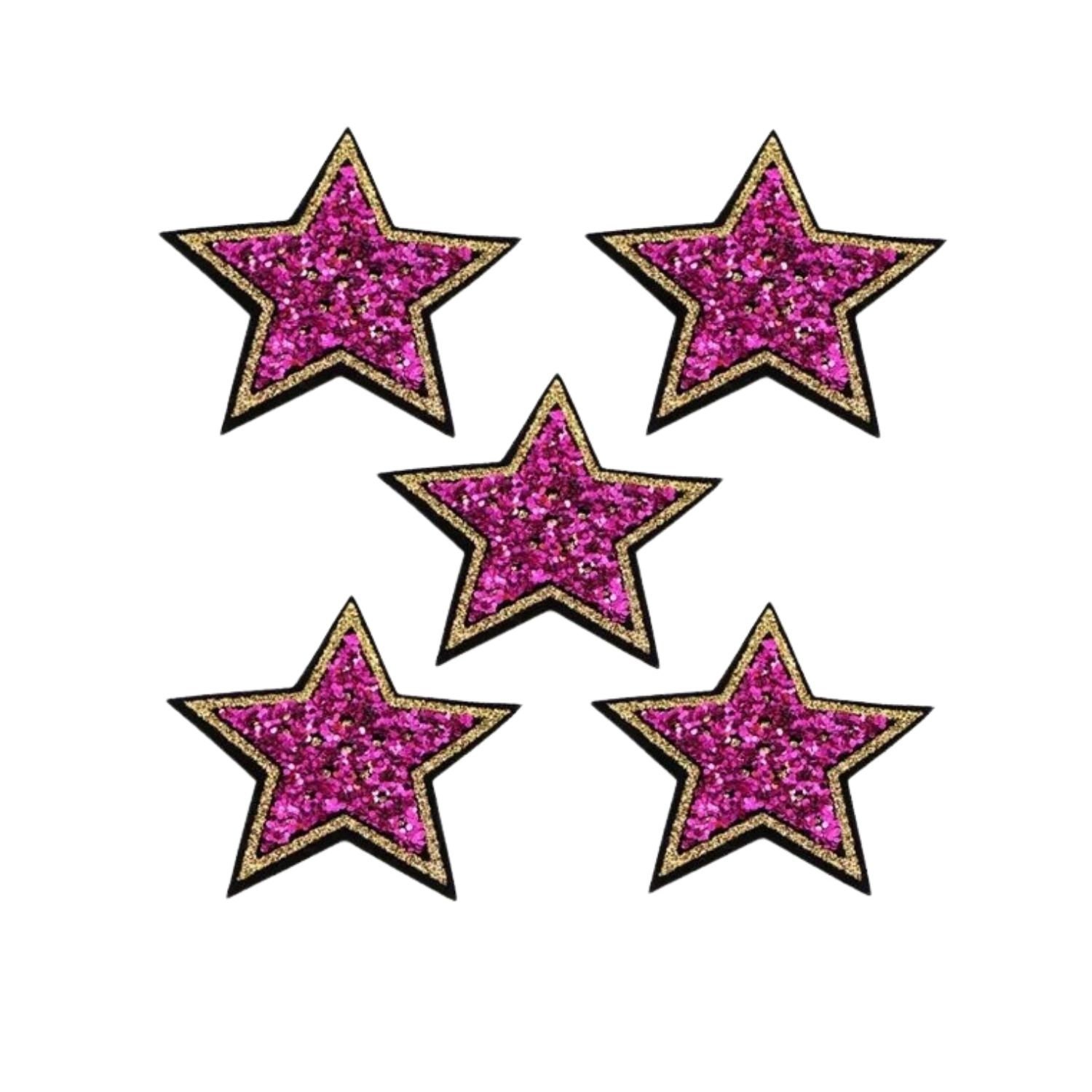 Pink Sequin Star Patch, Pink Gold Star Patch, Embroidered Star Patches Iron on Patch Clothing ...