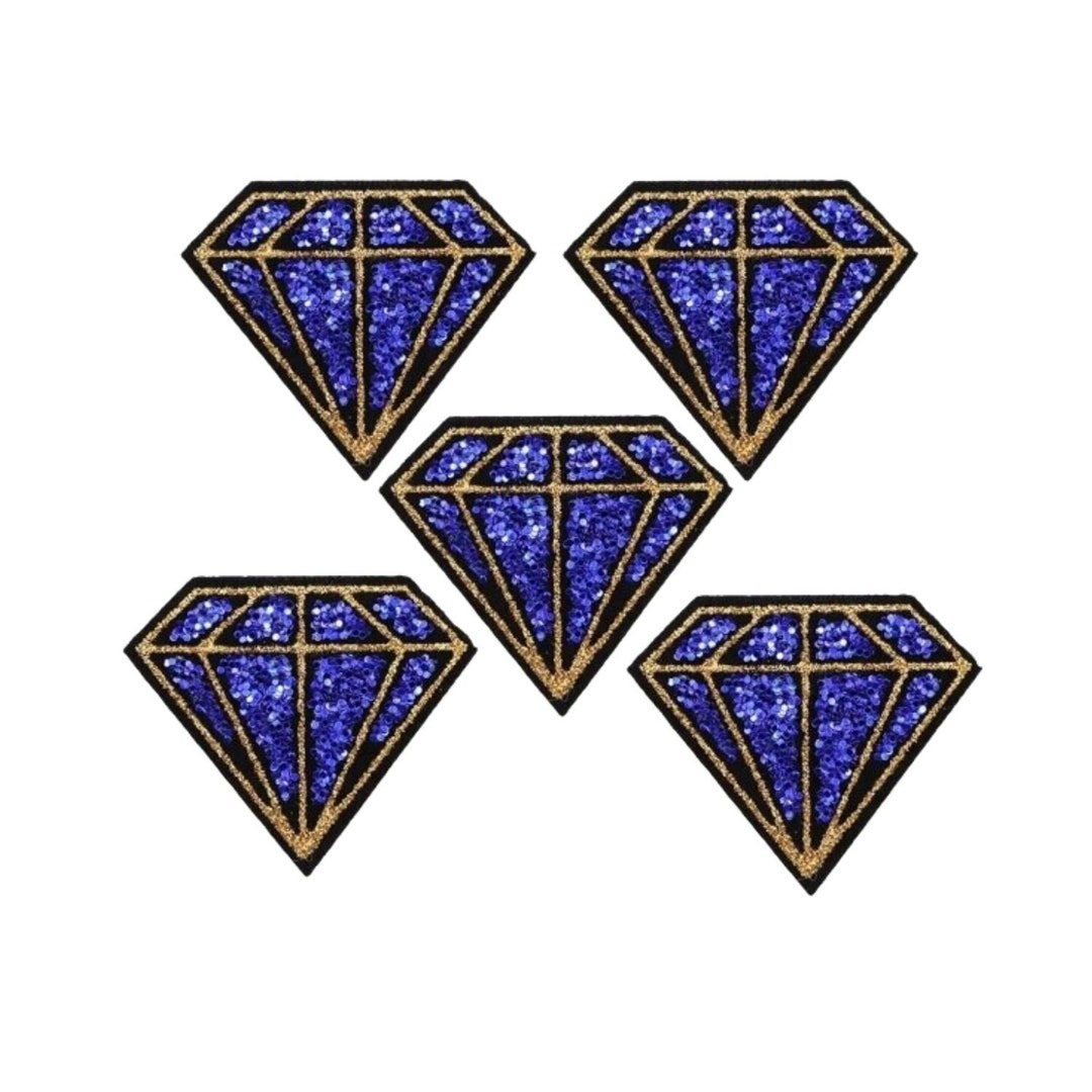 Blue Sequin Gem Patch Blue Gold Glitter Diamond Patch With Sequins Iron ...