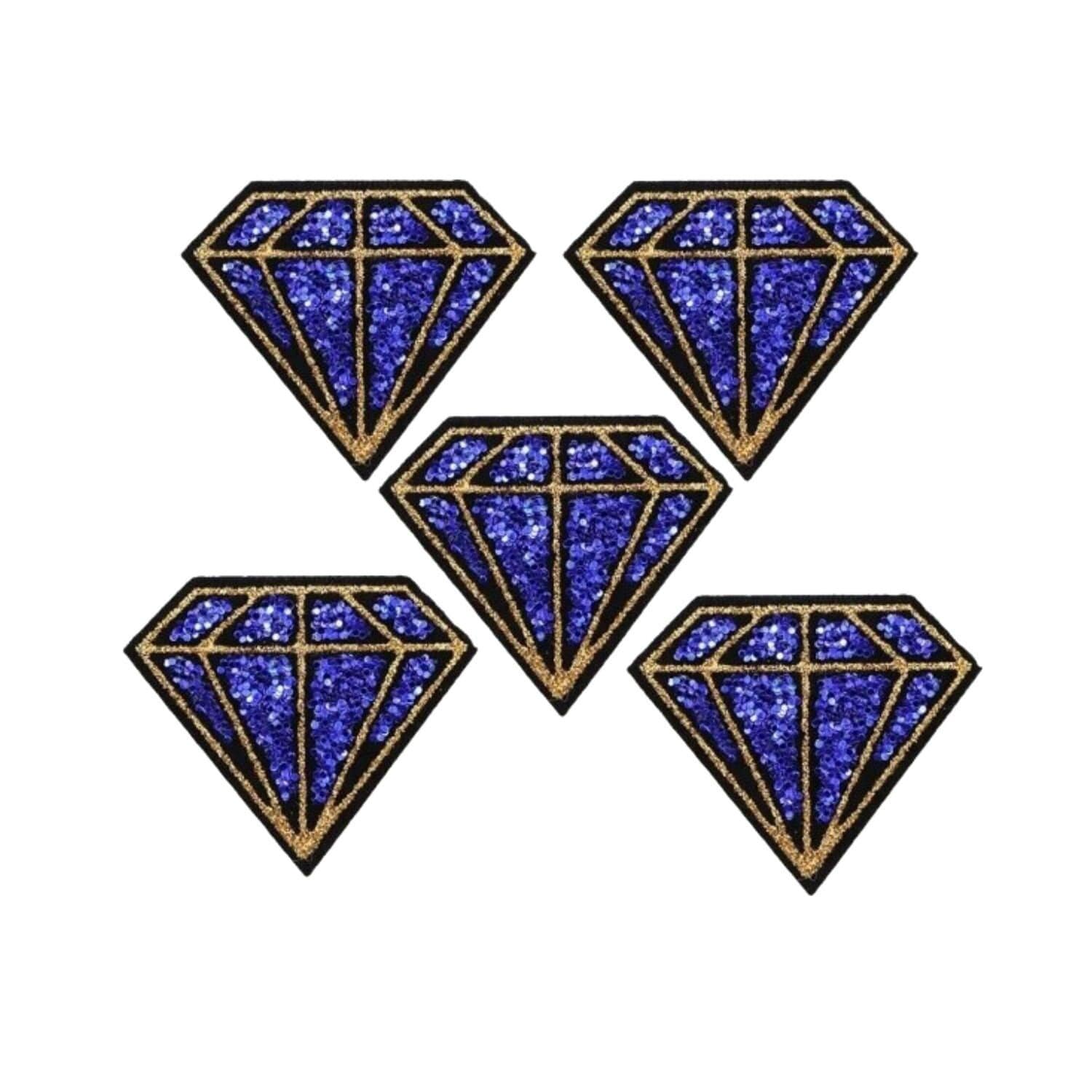 Blue Sequin Gem Patch Blue Gold Glitter Diamond Patch With Sequins Iron ...