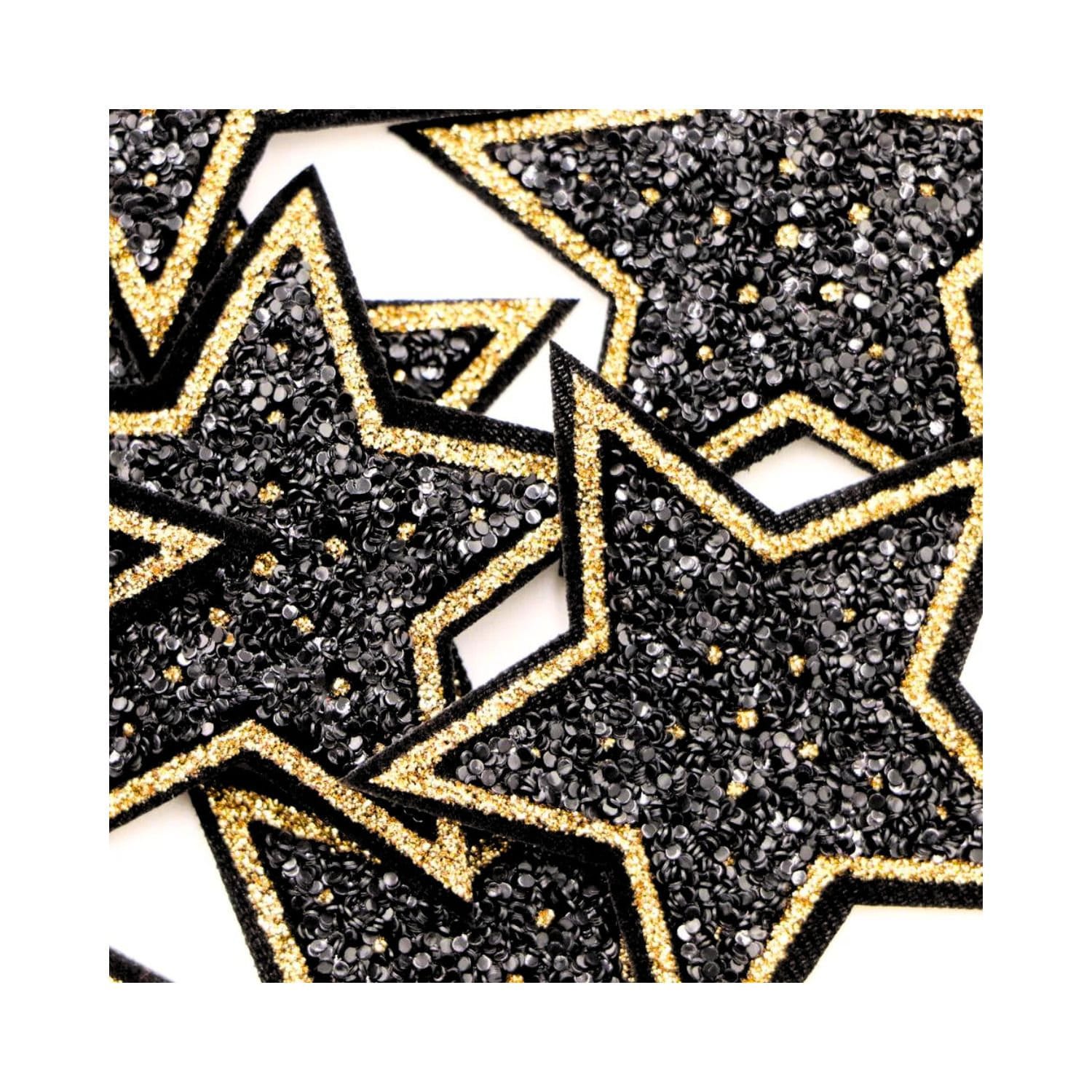 Sequin Star Patch, Black Gold Star Patch, Embroidered Star Patches Iron on Patch Clothing ...
