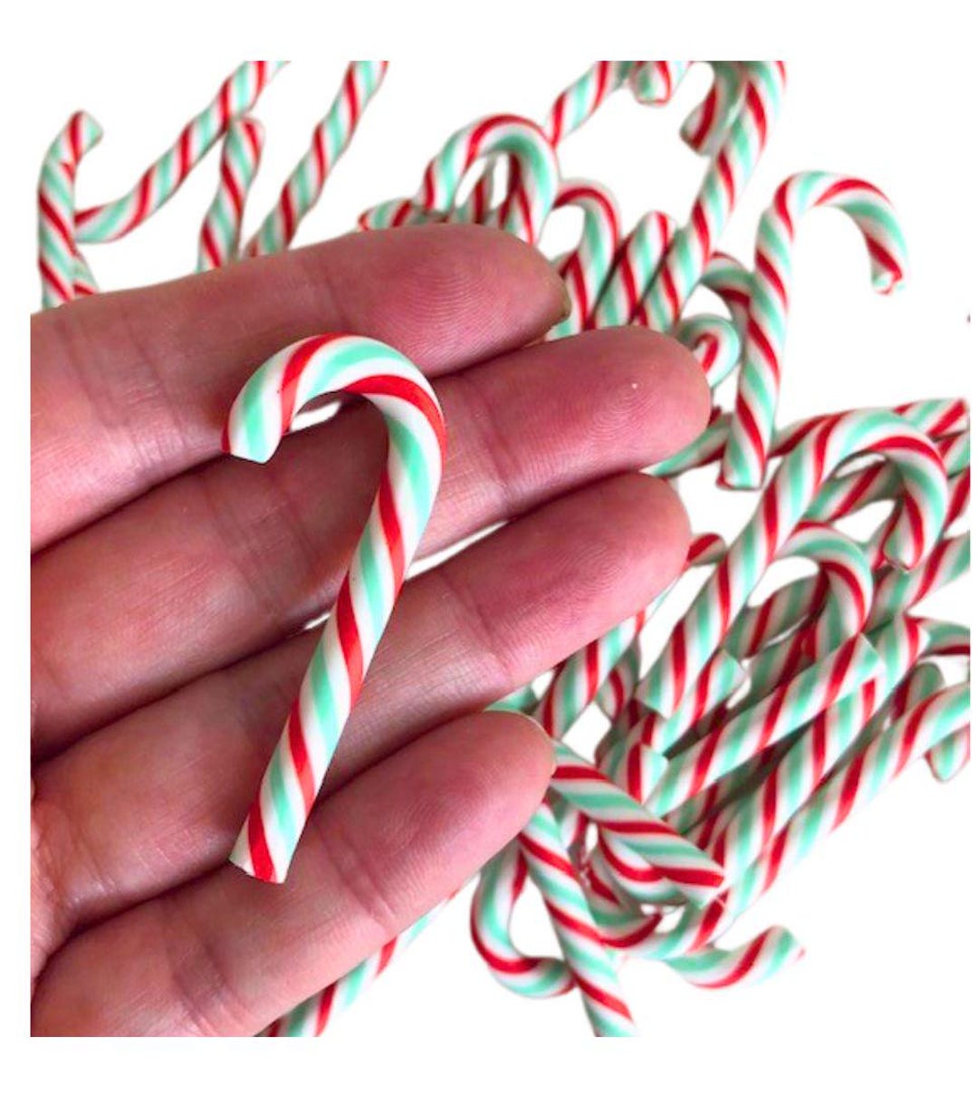 Polymer Clay Candy Canes Cabochon, Christmas Candy Embellishment ...