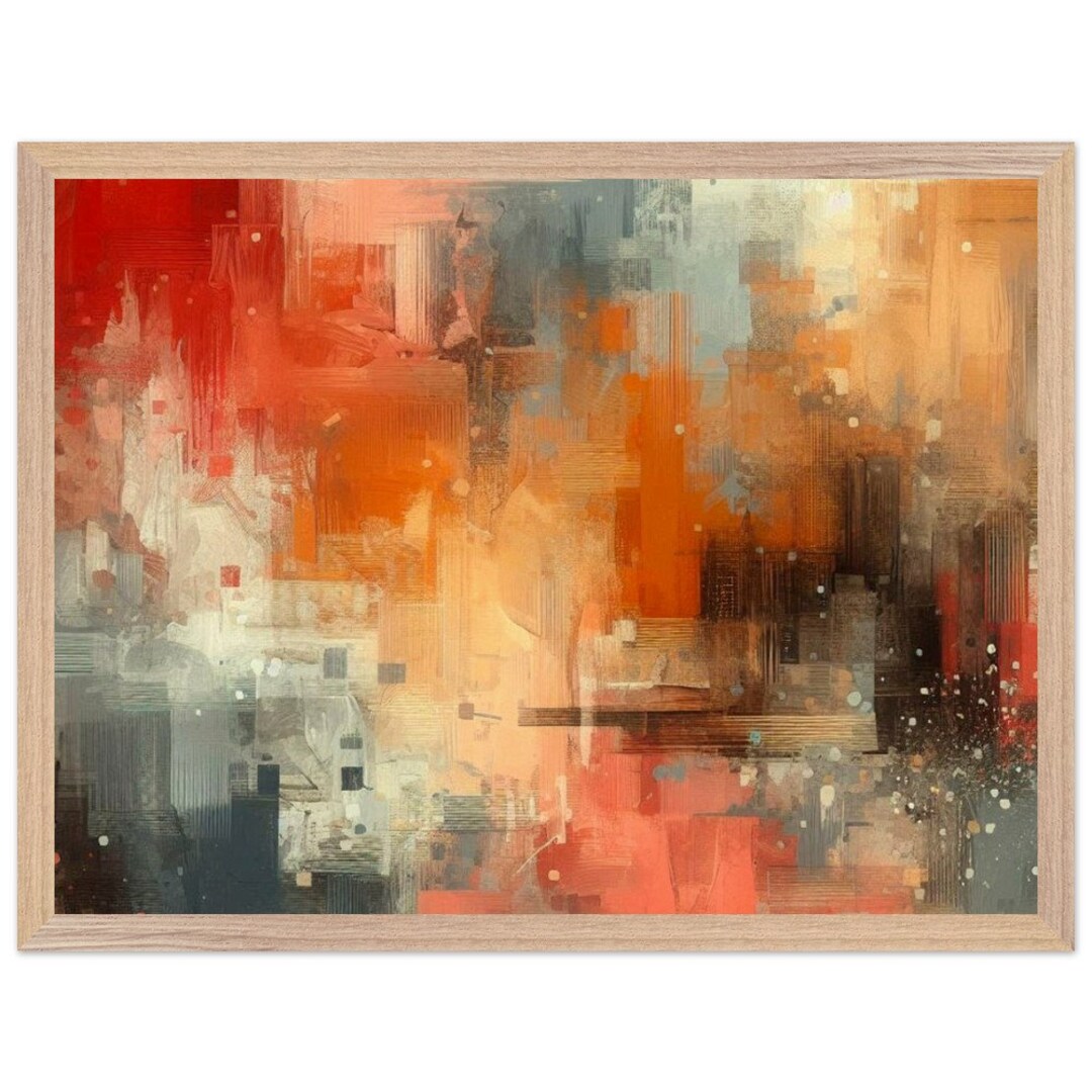 Modern Abstract Painting in Red and Orange Tones Physical Ready to Hang ...