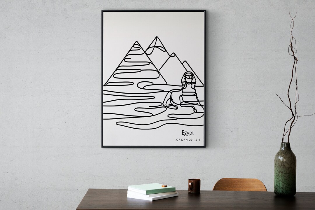 Exclusive Line Art Egyptian Pyramids Printable Wall Art - Timeless ...