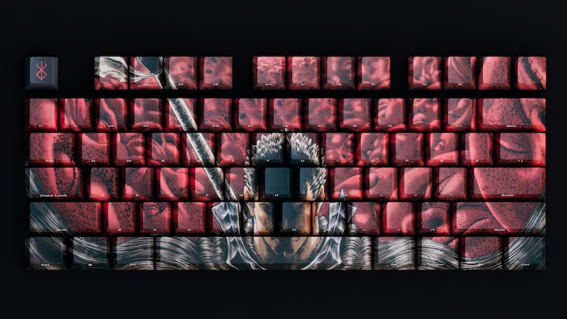 Berserk Guts Keycaps – Red and Black Cherry Profile, 104 Keys - Etsy