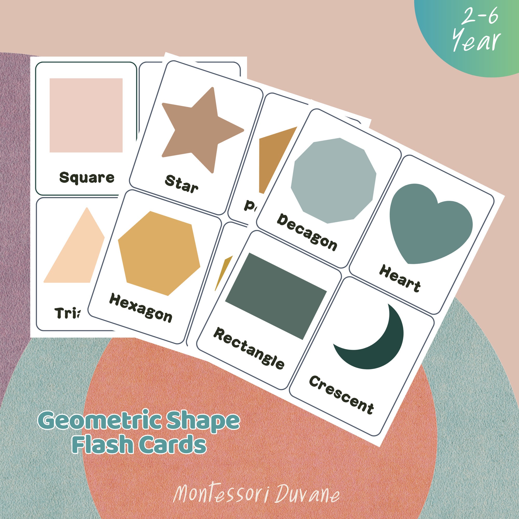 Geometric Shape Flash Cards Montessori Cards Reschool Materials ...