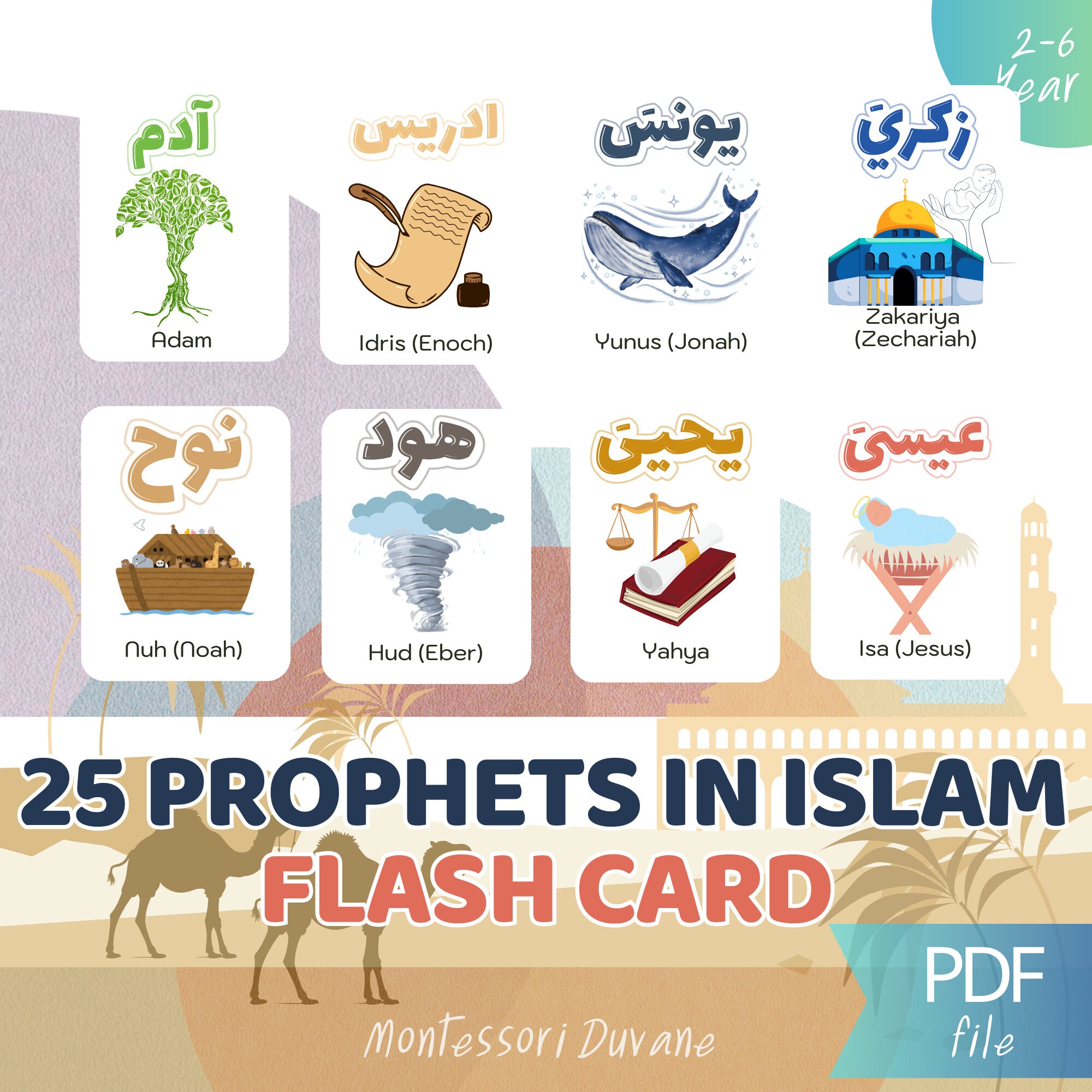 25 Prophets of Islam Flash Cards, Printable Prophets of Islam, Prophets ...