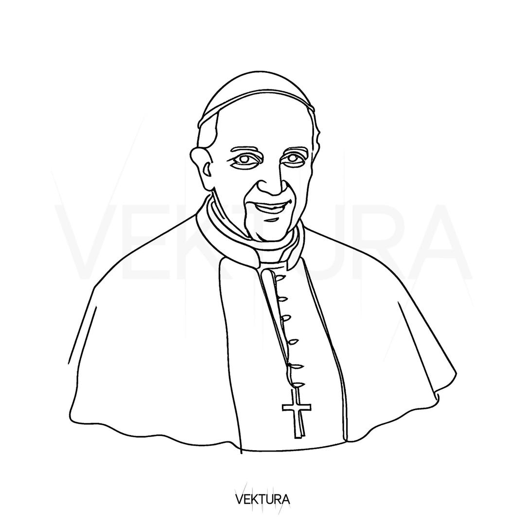 Pope Francis Line Art: Minimalist Catholic Drawing (SVG, PNG, AI ...