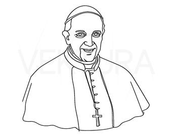 Pope Francis Line Art – Minimalist Catholic Drawing | One Line ...