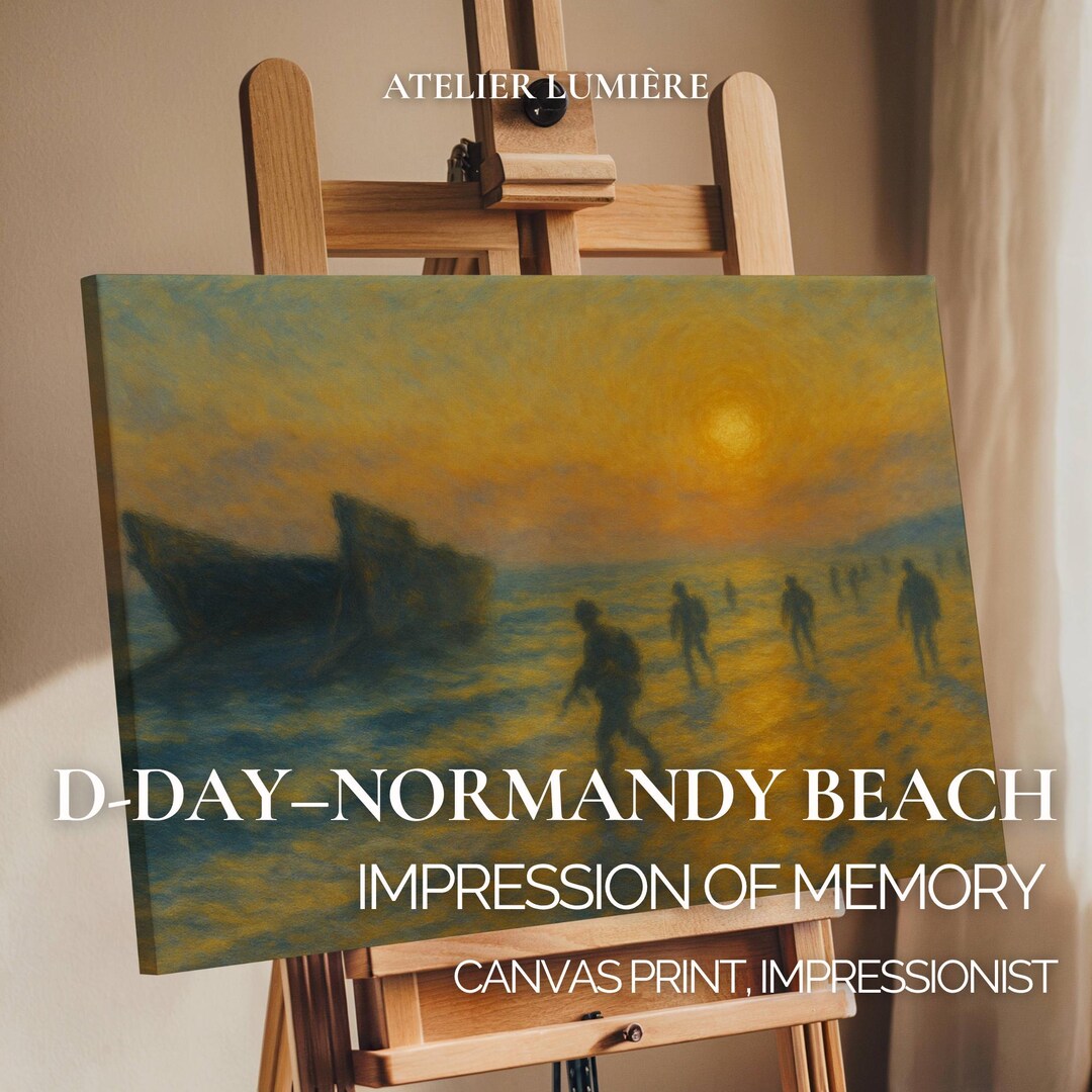 D-day Normandy Beach Impressionism Style Wall Art, Matte Stretched ...