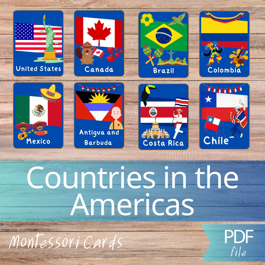 Countries in the Americas • Montessori Cards • Flash Cards ...