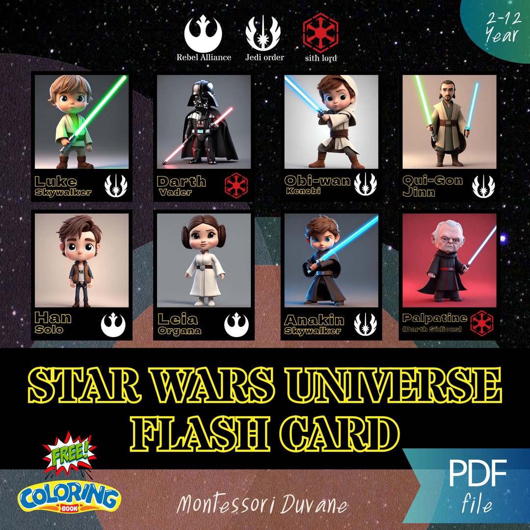 STAR WARS Universe Flash Cards, Montessori Flash Cards, Pre-school ...
