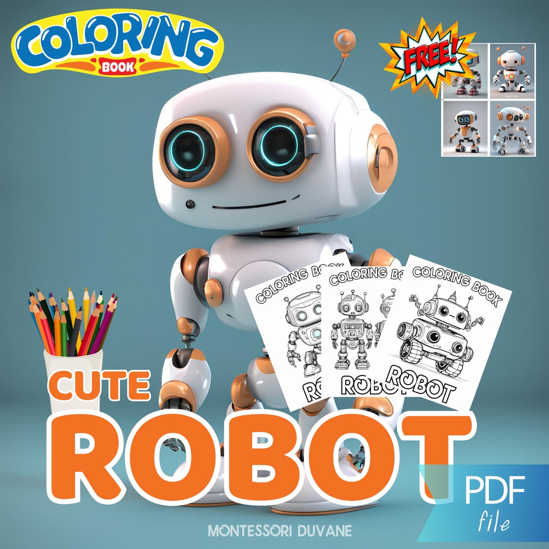 Cute Robot Coloring Book Pages for Boys - Kids Coloring Pages, Easy to ...