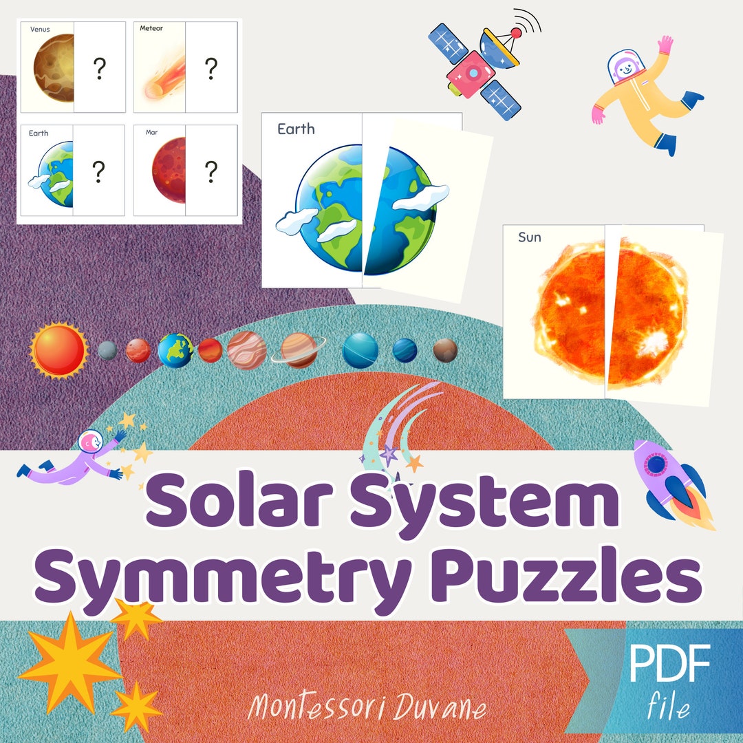 SOLAR SYSTEM Symmetry Puzzles Montessori Cards Matching Activity Visual ...