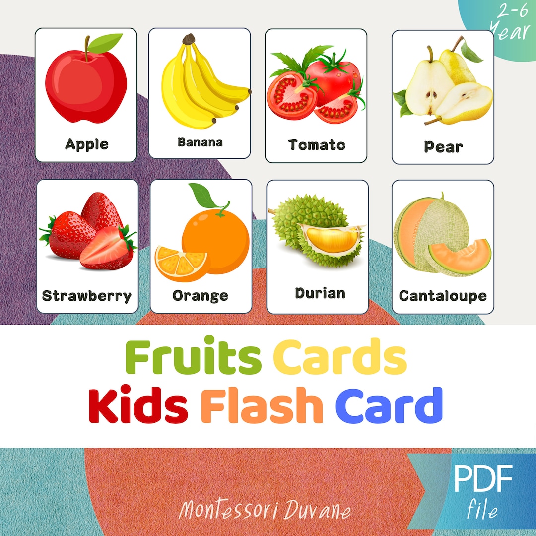 Fruits Cards, Printable Flash Cards, Fruits Printable, Learning Fruits ...