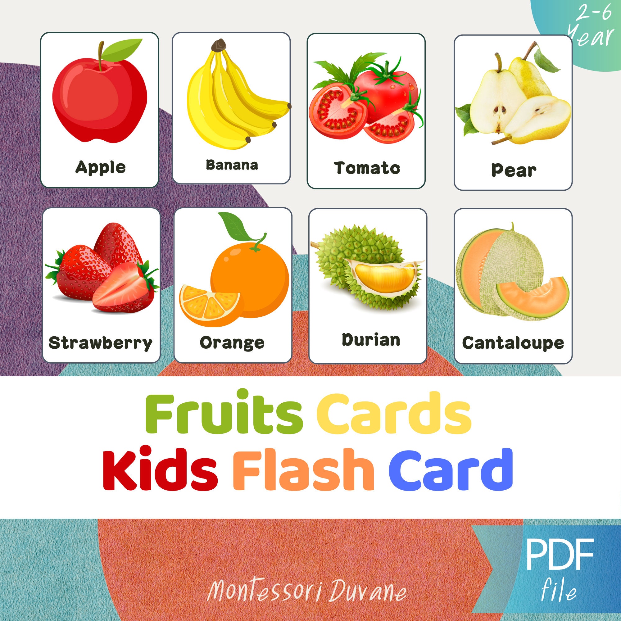 Fruits Cards, Printable Flash Cards, Fruits Printable, Learning Fruits ...
