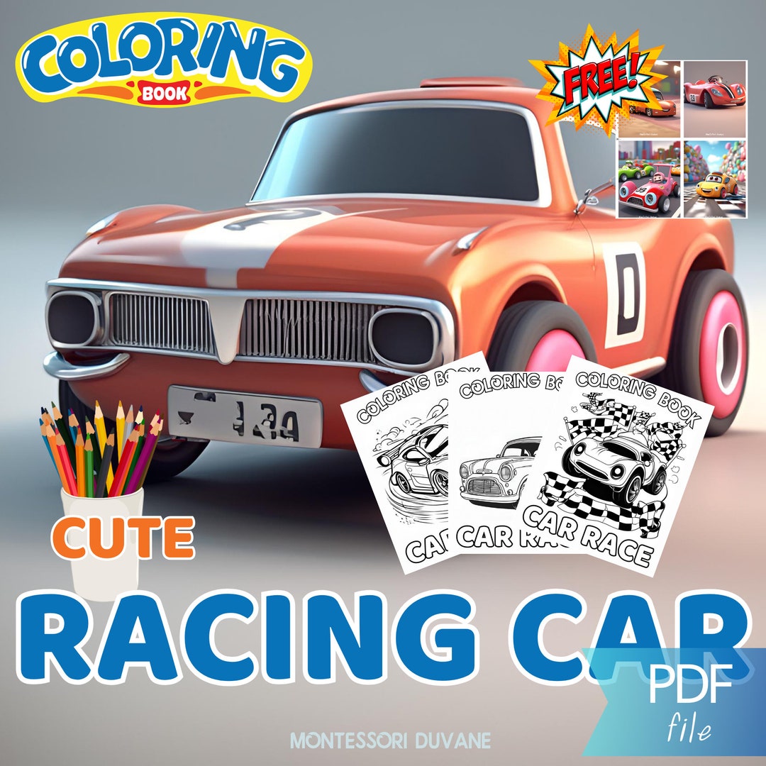Race Car Coloring Book Pages for Boys - Kids Coloring Pages, Easy to ...