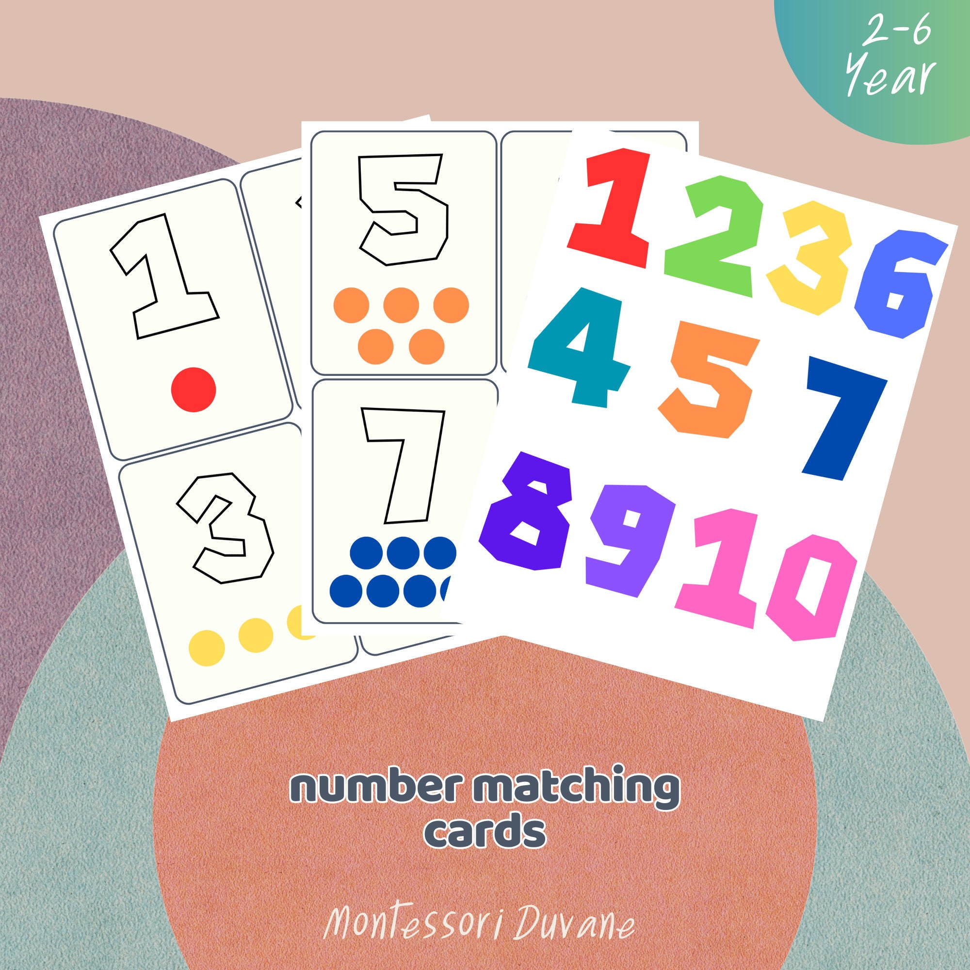 Number Matching Cards Montessori Cards Preschool Materials Number Flash ...