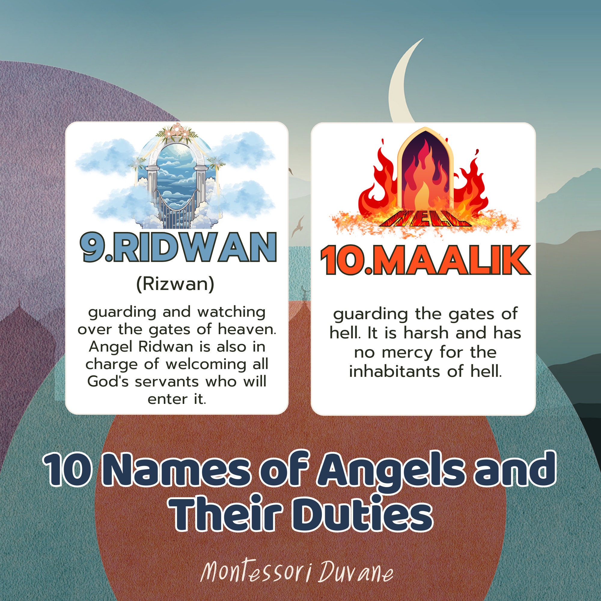 10 Names of Angels and Their Duties Flash Cards, Printable Angels of ...