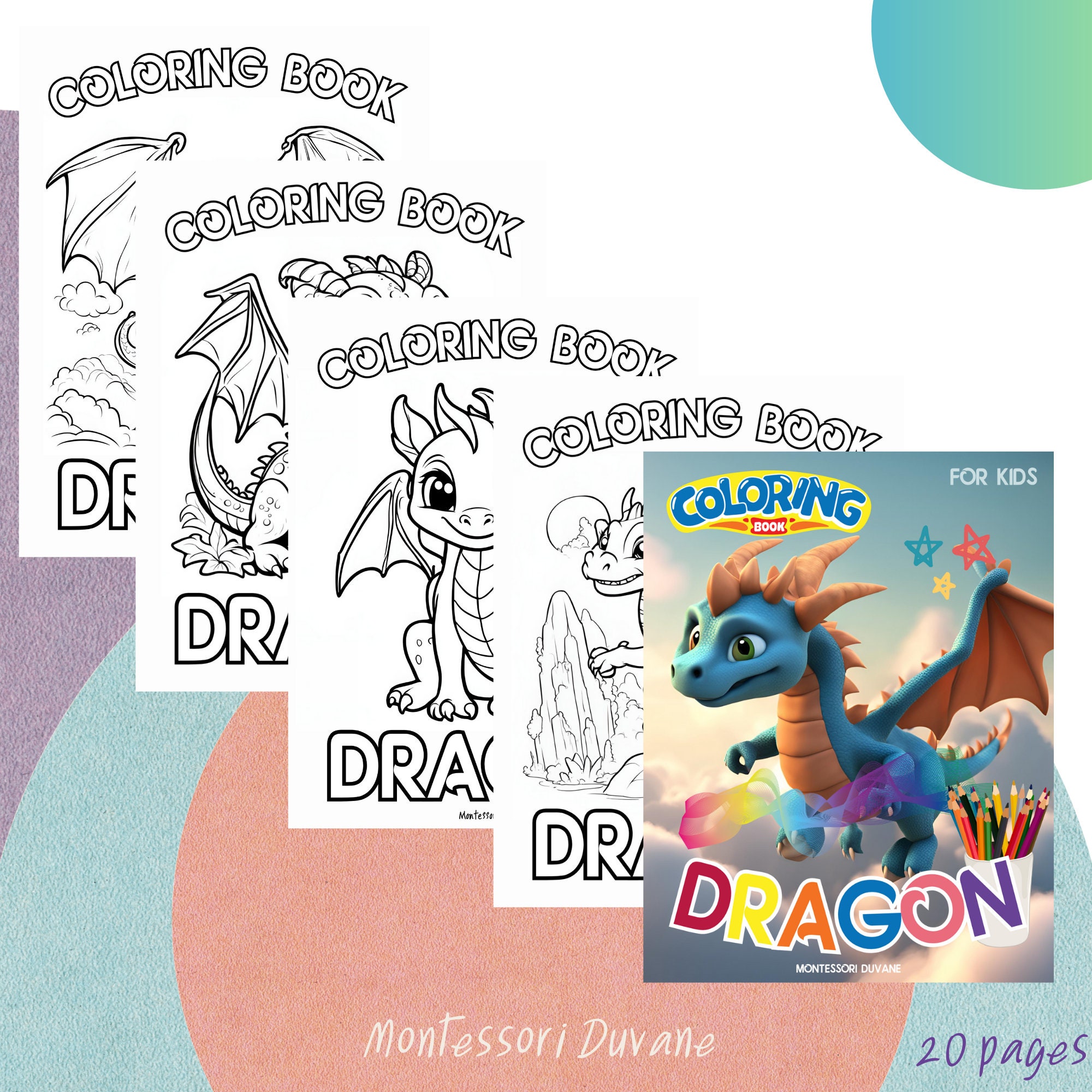 Dragon Coloring Book Pages for Boys Kids Coloring Pages, Easy to Color ...