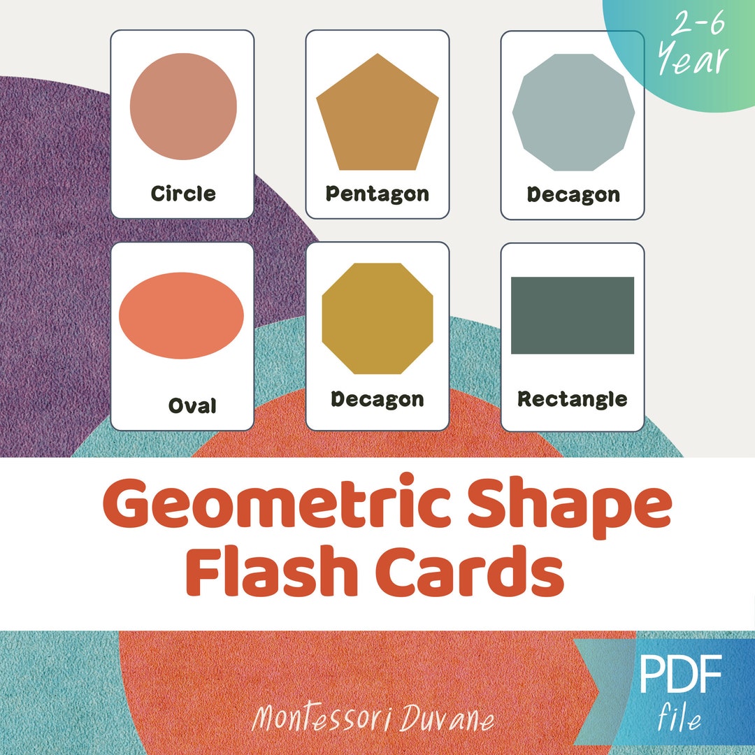 Geometric Shape Flash Cards • Montessori Cards • Reschool Materials ...
