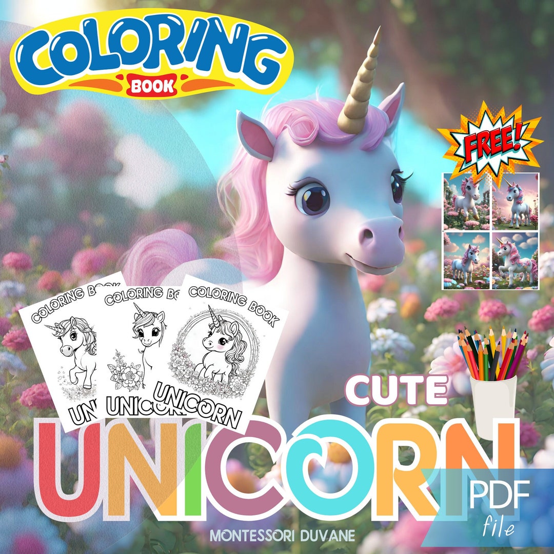 Cute Unicorn Coloring Pages for Kids, Unicorn Coloring Pages, Easy ...