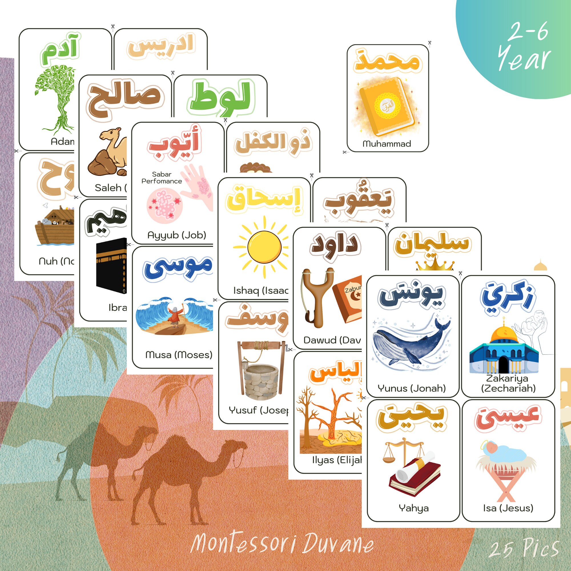25 Prophets of Islam Flash Cards, Printable Prophets of Islam, Prophets ...