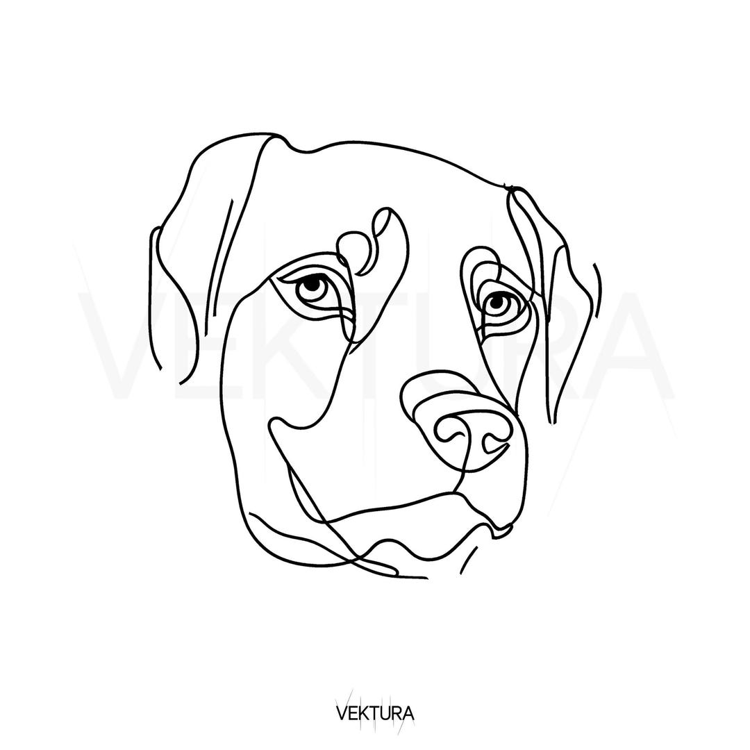Dog Face Line Art – Minimalist Dog Drawing | One Line Pet Sketch ...