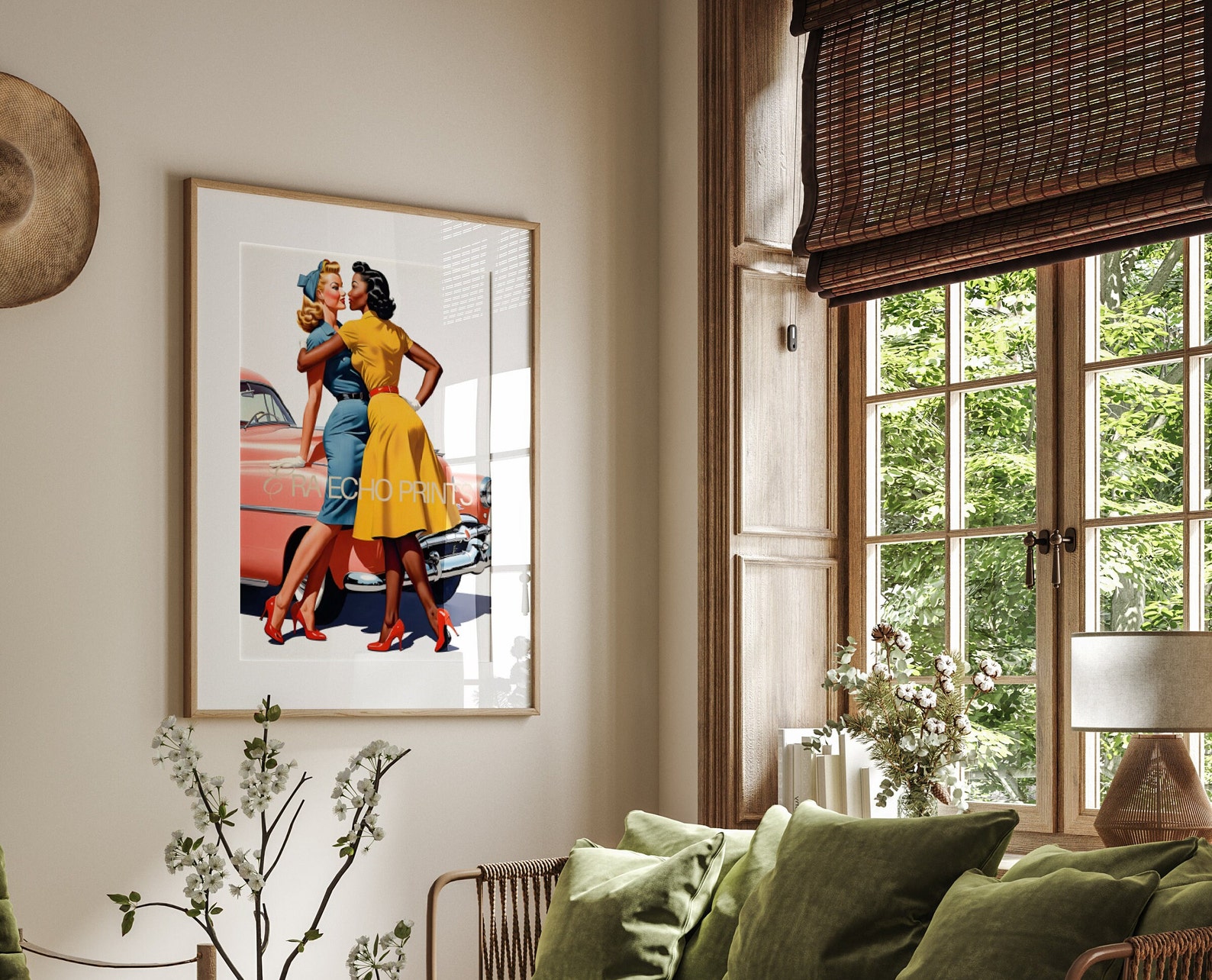 Vibrant 1950's Inspired Lesbian Art Print: Celebrating Love With a ...
