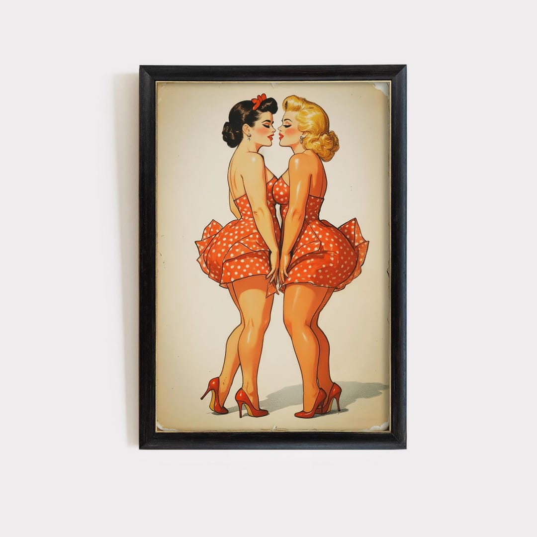 1950s Lesbian Pin Up Art Print Vintage Sapphic Lgbtq Decor Etsy