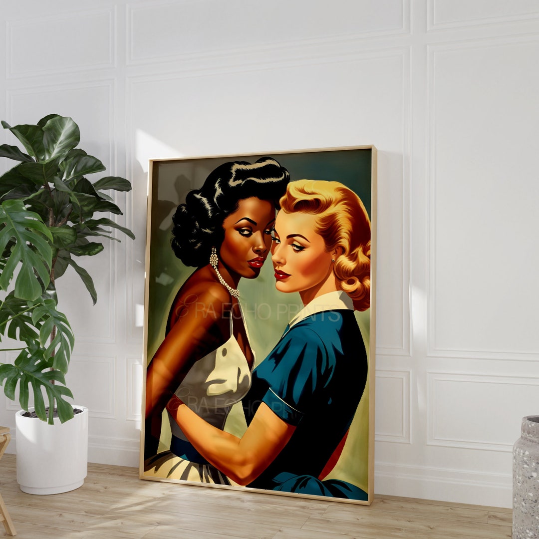 Elegant Lesbian Art Print: 1950's Vintage Glamour Captures the Beauty ...