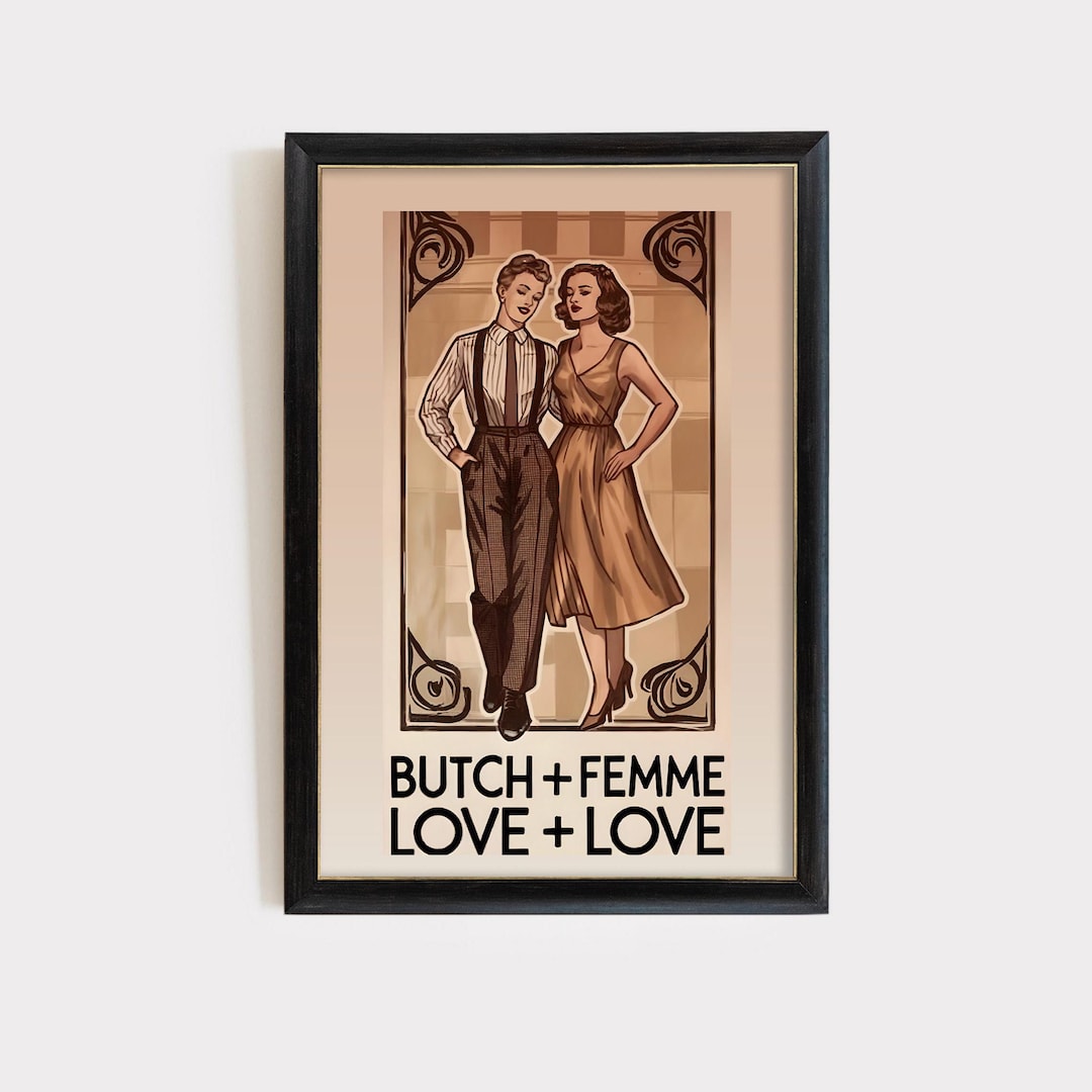 Vintage Sapphic Couple Art Print: Butch Femme Queer Love Wall Decor for ...