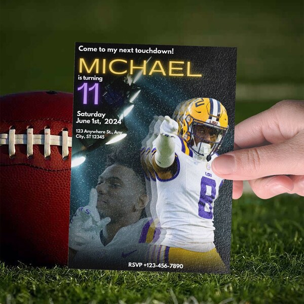 Lsu Football Party Invitation - Etsy