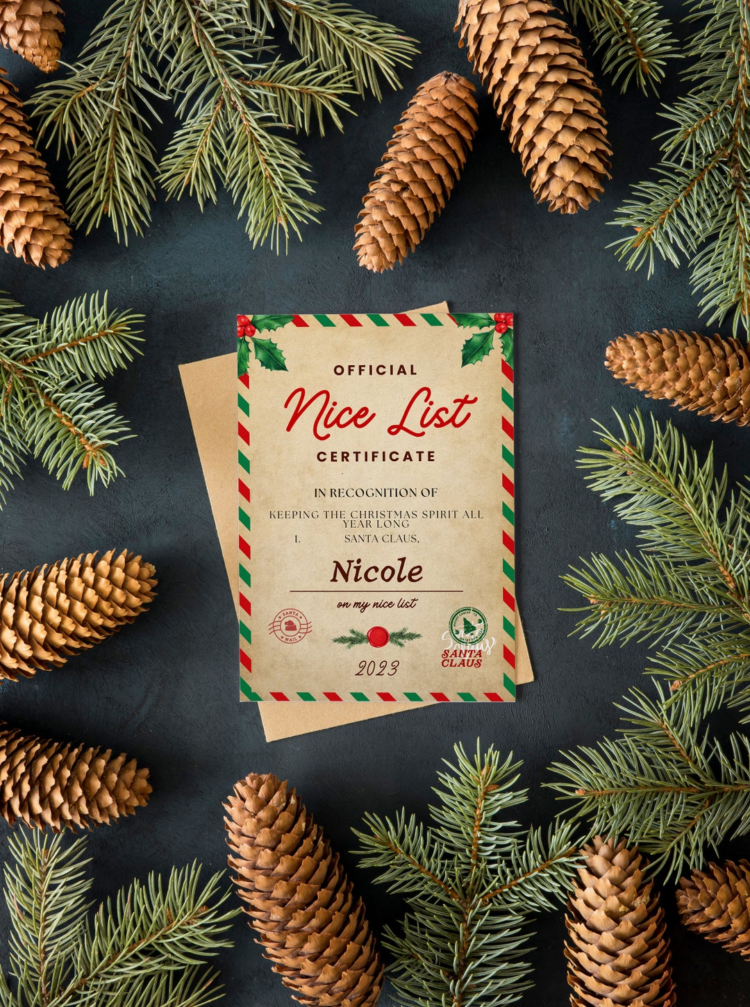 Christmas Nice List Certificate Holiday Invitation Editable - Etsy