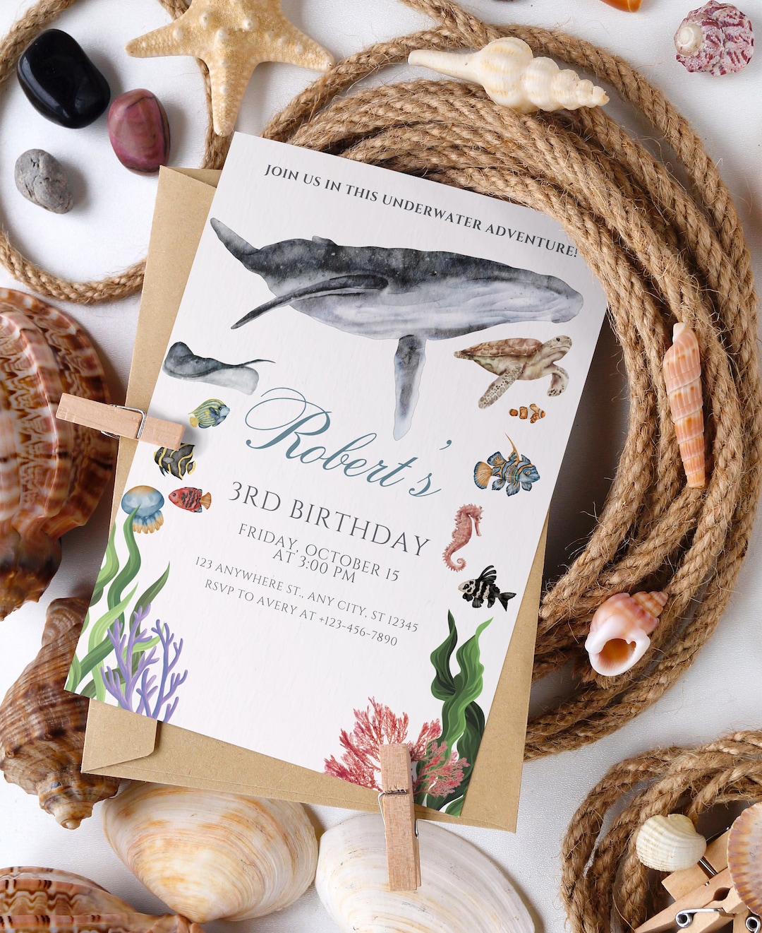 PRINTED PACK Sea Animals Birthday Party Invitation, Sea Animals Invite ...