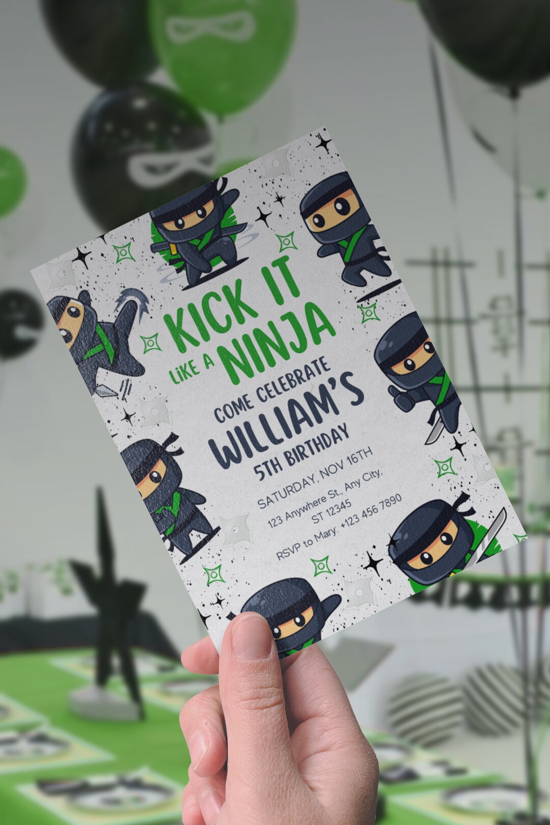 Editable Ninja Birthday Invitation Martial Arts Invite Ninja Party ...