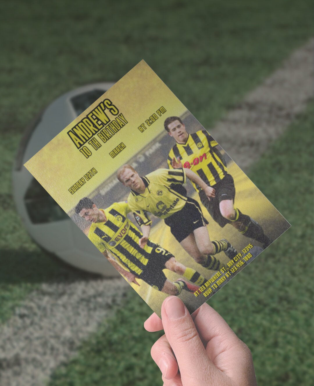 PRINTED Soccer Borussia Dortmund Players Birthday Invitation Football ...