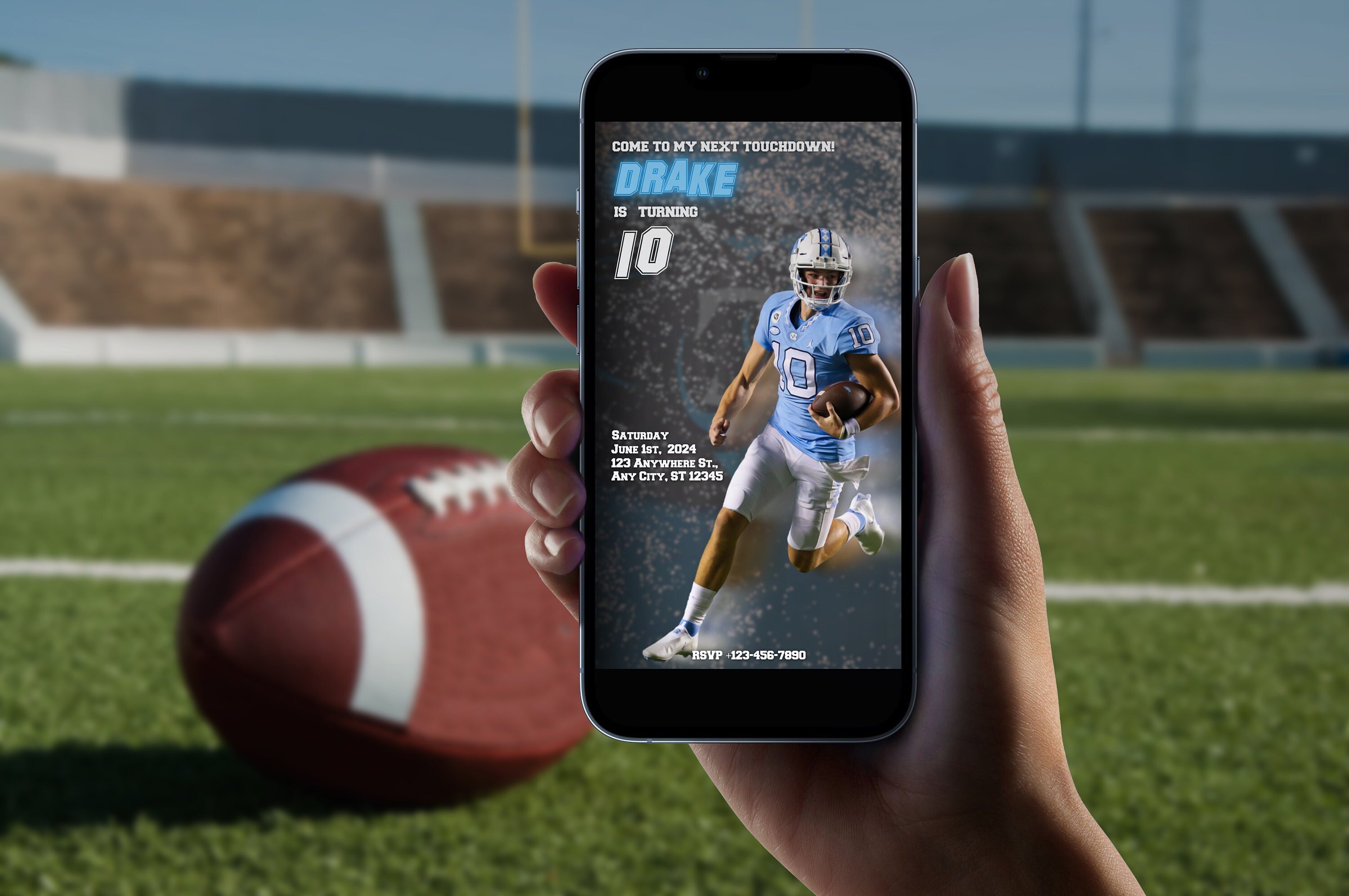 Drake Maye NFL Birthday Invitation, NFL Party Invitation, American ...