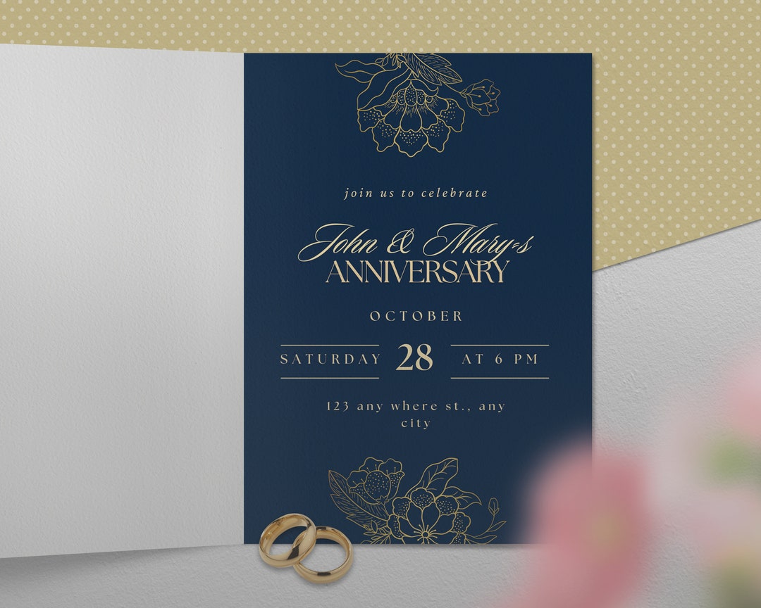 Anniversary Party Invitation, Wedding Anniversary Invitation ...