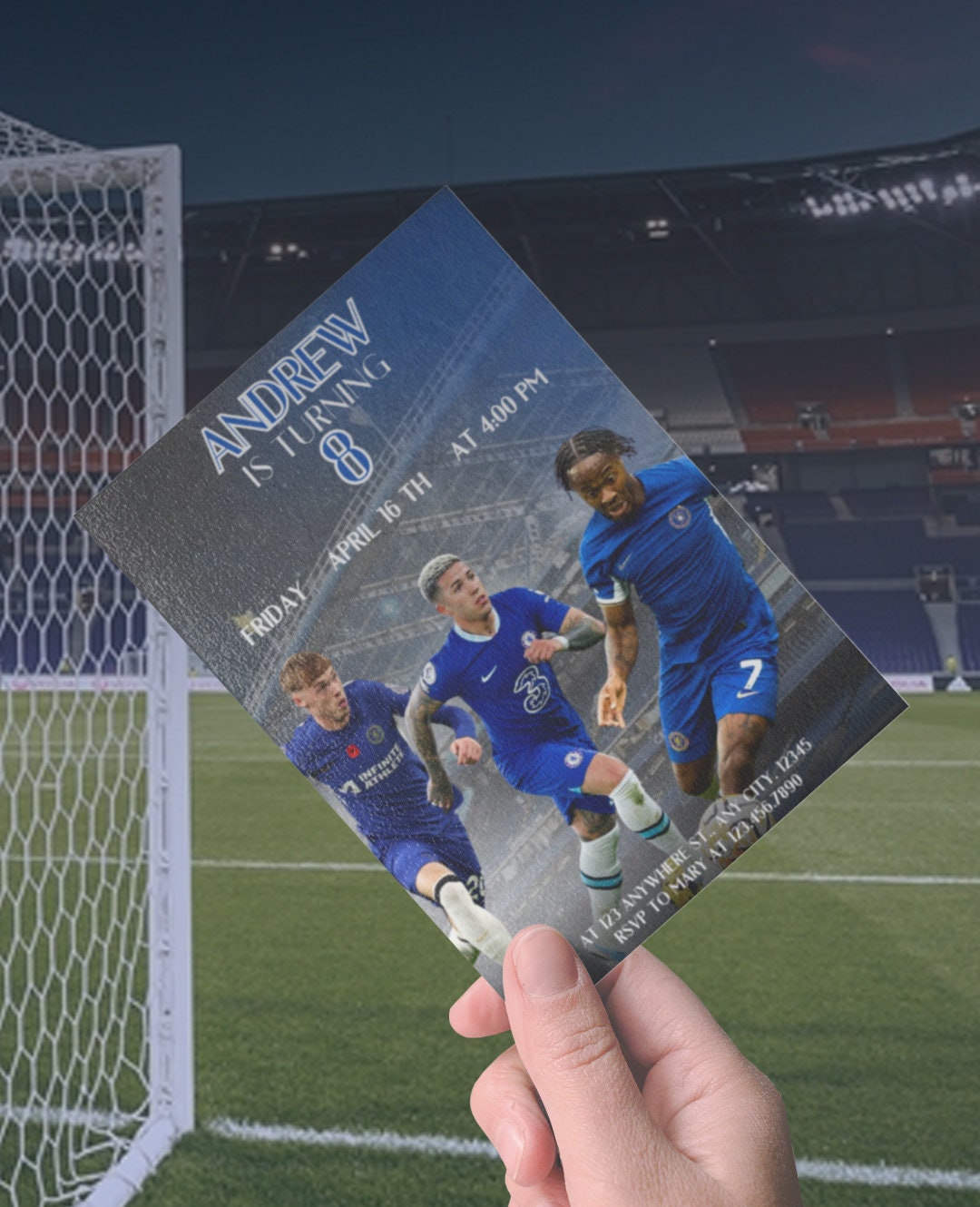 PRINTED Soccer Chelsea Players Birthday Invitation Football Stars ...